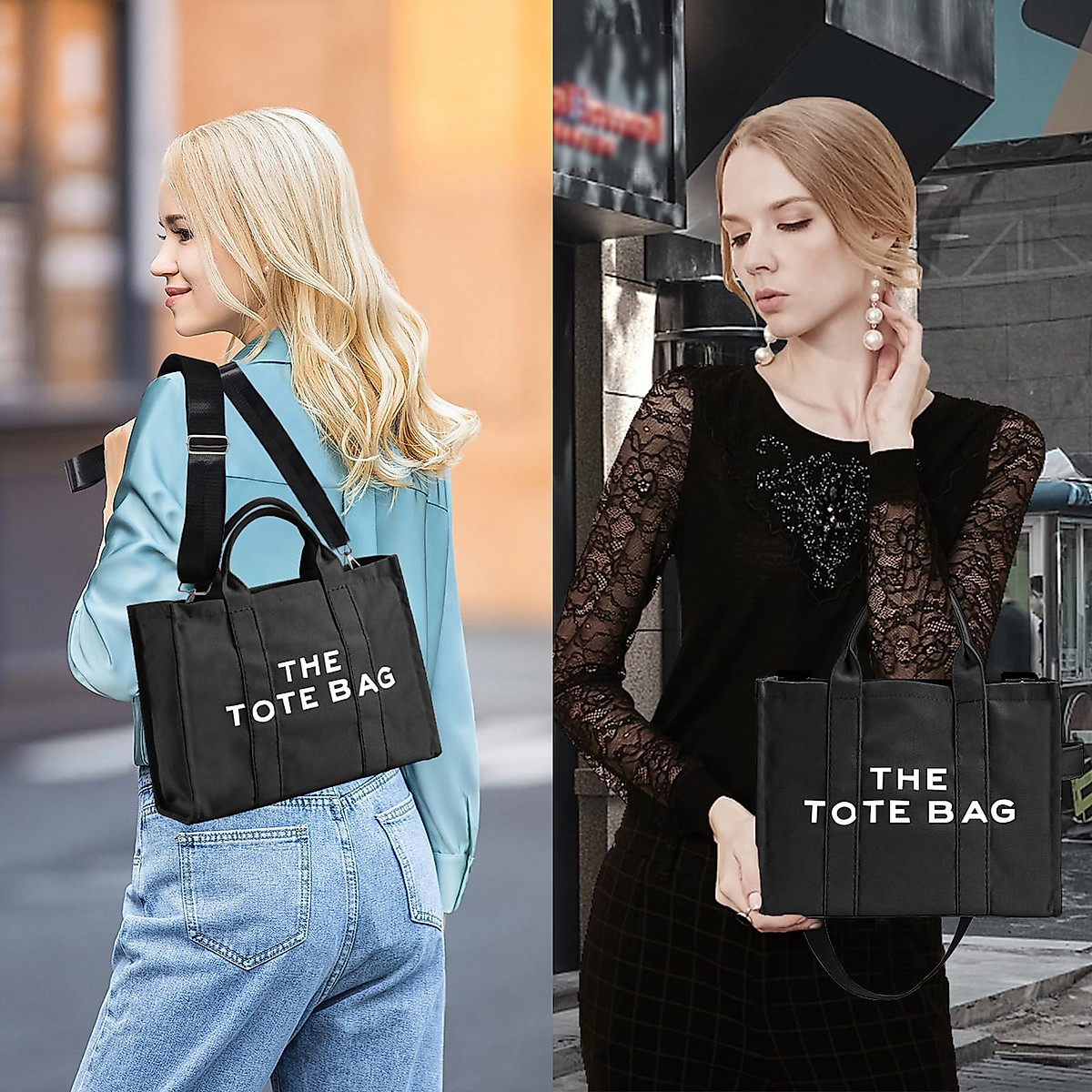 gruciso Large Tote Bag for Women, Crossbody Canvas Tote Bag, Women Shoulder Tote Bag with Zipper for Office, Travel, School