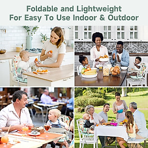 YOLEO Baby High Chair Booster Seat for Dining Table Height Adjustable Toddlers Chair Portable Foldable Highchair with Cushion & Tray Removable(Green)