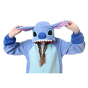HANZEJINL Stitch Adult Onesie Halloween Cosplay Animal Onesie Pajamas For Women