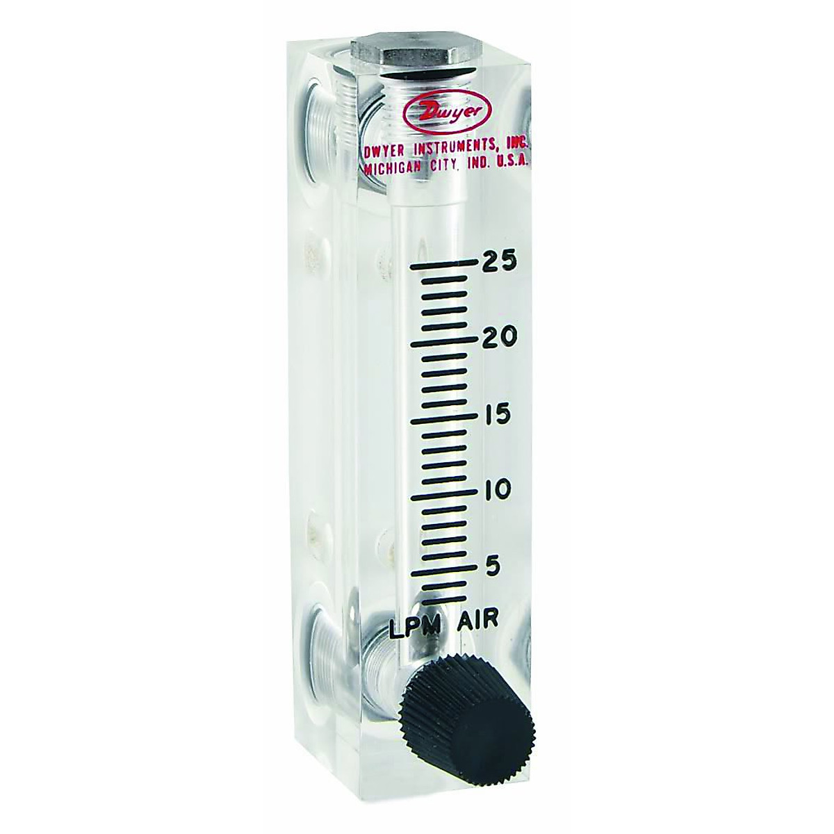 Dwyer® Visi-Float® Flowmeter, VFA-42-SSV, Acrylic Block, 5% FS Acc, 2-10 GPH Water, SS Valve