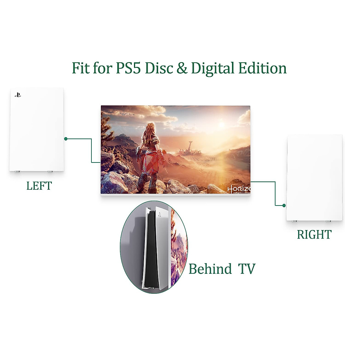 Wall Mount for PS5,Aluminum Alloy Wall Bracket Shelf Compatible with Playstation 5 Disc & Digital Edition, Wall Stand for PS5 Accessories