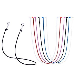 MOTANAR AirPods Straps, Soft Silicone Sport Earphones Anti-Lost Strap, Colorful Wire Cable Connector for Apple Airpods Wireless Bluetooth Earphones (6 Pack)