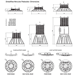 StrataRise Hercules 3000 Fixed Head Paver Pedestals > 37-60mm - 30 Pack