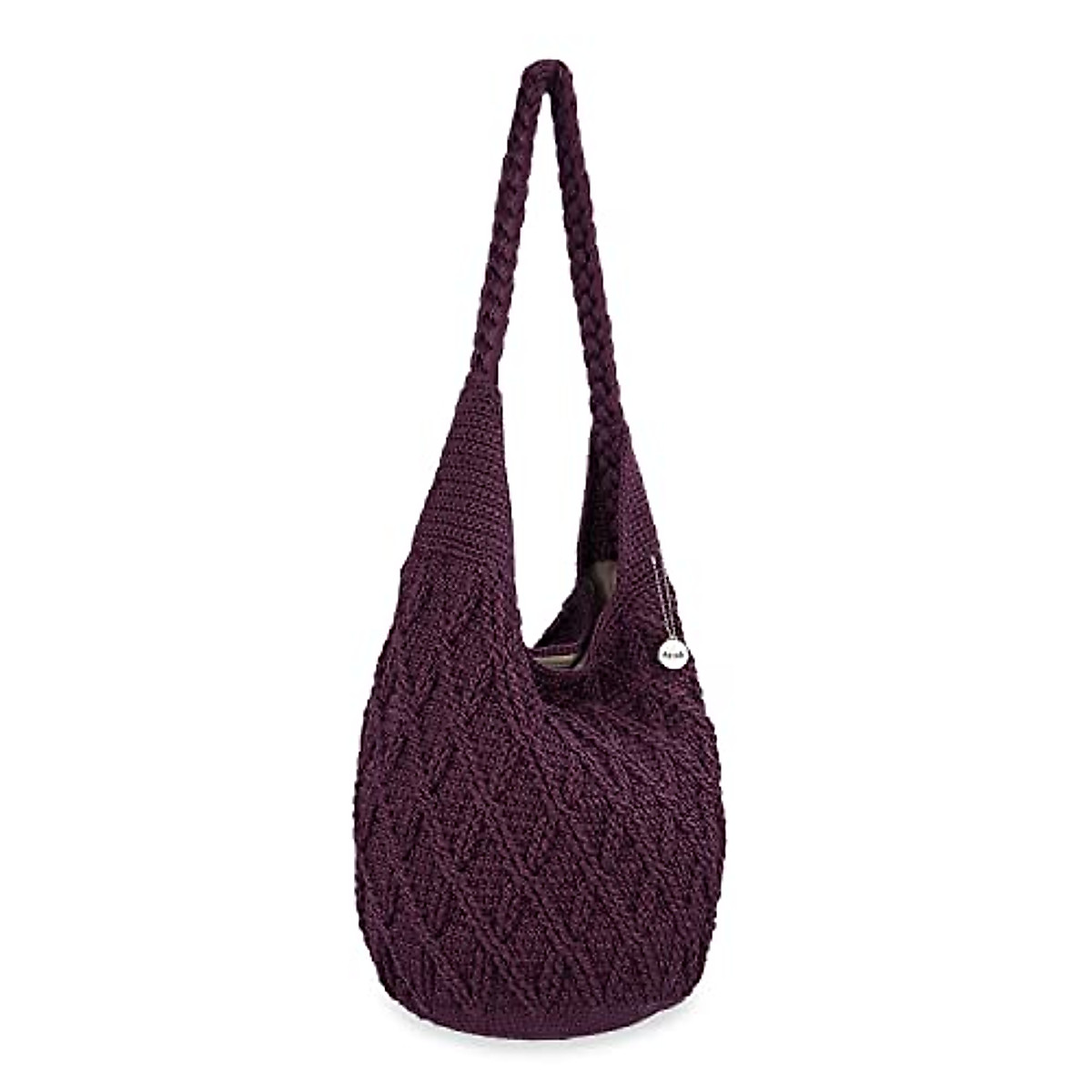 The Sak Back to Bali 120 Hobo in Crochet, Large Shoulder Purse with Single Strap, Cabernet