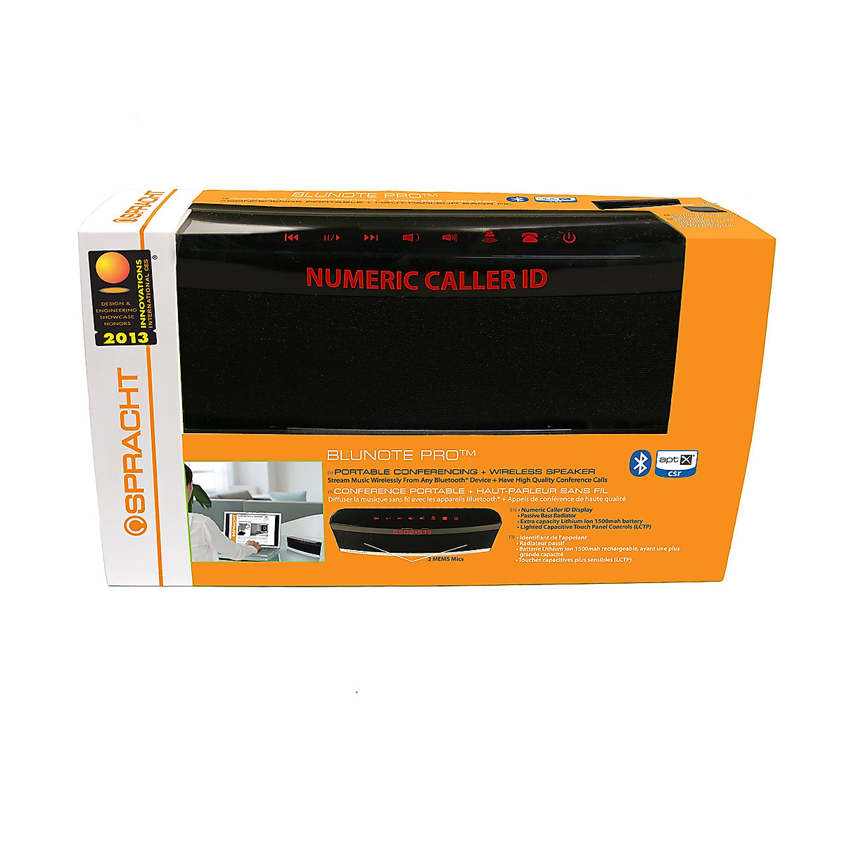 Spracht BluNote Pro Blutooth Speaker - Portable Conferencing and Wireless Speaker, Visual Scrolling Caller ID and Dual MEMs Mics