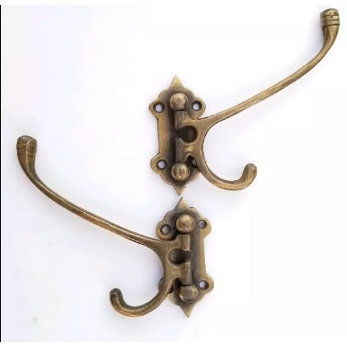 4 Old Style Solid Brass Double Wall Mount 180 Degree Swivel Coat Hat Towel Hooks #C24