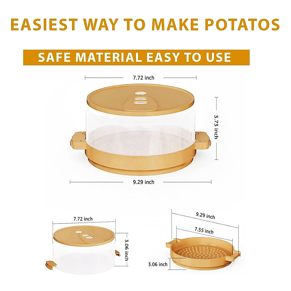 VELIRE Baked Potato Microwave Cooker With Perfect Microwave Potato Bag - SEEN-ON-TV Cooks in Minutes Tender & Fluffy Spuds - Dishwasher-Safe Potato Microwave Cooker (8 Inch) (Clear)