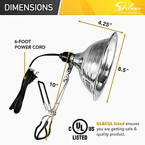 Simple Deluxe Clamp Lamp Light with Adjustable 8.5 Inch Aluminum Reflector E26 Socket & LCD Digital Aquarium Thermometer, Adjustable Lighting and Accurate Temperature Monitoring
