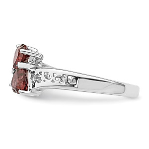 IceCarats 925 Sterling Silver Red Garnet Heart Love Ring Gemstone Band Size 6