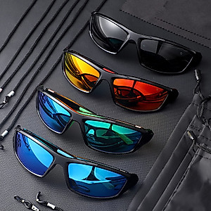 Flutesan 4 Pcs Polarized Sunglasses Men Women Sport Protection UV 400 Glasses for Fishing Driving Cycling Running Hiking(Lovely Color)