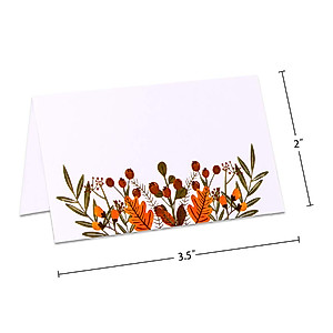 SICOHOME Fall Harvest Place Cards - 50 Packs Thanksgiving Name Cards for Table Setting Small Paper Tent Cards Pumpkin Table Place Cards Wedding