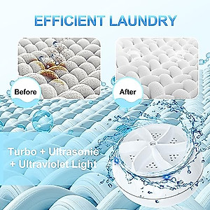 Portable Washing Machine, Mini Washing Machine Ultrasonic Turbine Wash, Mini Portable Washer for Underwear, Sock, Baby Clothes, Travel, Camping, Dorm, RV, Home Foldable Small Portable Laundry Machine