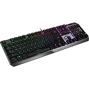 MSI Vigor GK50 Low Profile RGB Mechanical Gaming Keyboard, Kailh White Low Profile Switches, Brushed Aluminum Design, Ergonomic Keycap Design, RGB Mystic Light