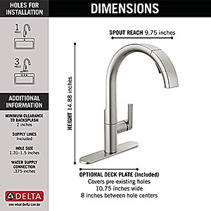 Delta Faucet Keele Spotshield Stainless Kitchen Faucet, Kitchen Faucets with Pull Down Sprayer,Kitchen Sink Faucet, Faucet for Kitchen Sink, Magnetic Docking Spray Head,Spotshield Stainless 19824LF-SP