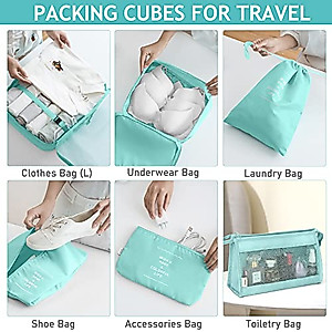 8 Set Packing Cubes for Travel, Travel Luggage Packing Organizers, Travel Accessories Large Toiletries Bag for Clothes Shoes Cosmetics Toiletries (8 Pack, Blue)