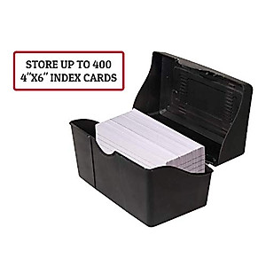 1InTheOffice Index Card Storage Box 4x6, Index Card Holder 400 Capacity & 4x6 Ruled Index Cards, White 200/Pack
