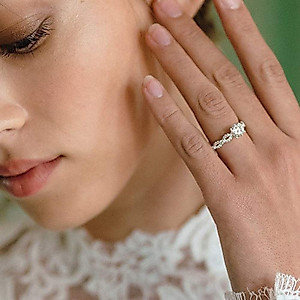 Aihpos Twisted Infinity Engagement Rings for Women Platinum Plated Silver, 1-1/4 Carat(ctw) Round Moissanite Anniversary Wedding Promise Rings (7)