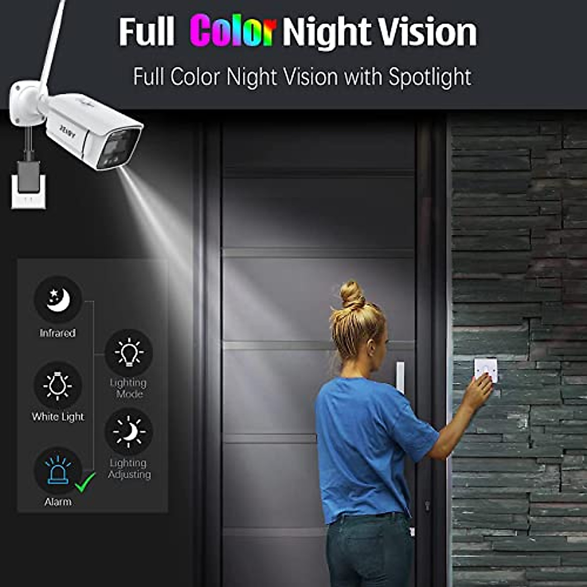 REIGY 3MP WiFi Security Camera System with Floodlight Without Hard Drive, 2K Outdoor Home Surveillance Set 8CH 5MP NVR + 4X 1296P IP Cam, 2-Way Audio Remote View Color Night Vision Motion Detection