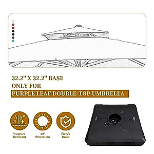 PURPLE LEAF Offset Patio Umbrella Base Sand/Water Filled Square, 32.2'' X 32.2''