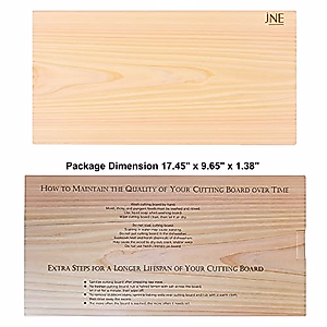 JNE Hinoki Cypress Wood Cutting Board, Chopping Board, Butcher Board, Serving Board, Solid Single Piece, No Joint, No Glue (17.3L x 9.5W x 1.2H inch)