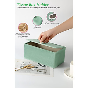 GLOBAL KA Tissue Box Cover Modern Rectangular Tissue Box Holder Decorative Paper, Facial Tissue Holder with Magnetic Bottom for Vanity Countertop Night Stands Office Car Home (Light Celery Green)