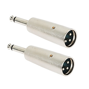 PNGKNYOCN 1/4" TS to XLR Adapter,Unbalanced 6.35mm Mono Male to 3 Pin XLR Male Audio Microphone Connector for Mixer, Amplifier Microphone and More（2-Pack）