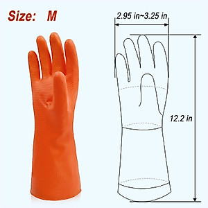 Cleanbear Synthetic Rubber Gloves, Medium Size, 11.8 Inches, 3 Pairs 3 Colors for Spring Cleaning, Dishwashing and Other Home Cleaning Use