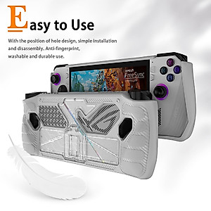 Miimall Compatible for ROG Ally Case, Shock-Absorption Anti-Slip&Scratch Slim Cover with Kickstand Military Grade Protector Case for Asus ROG Ally Handheld Game 2023 Accessories-White