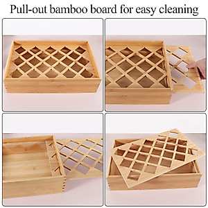 Bamboo Spice Rack Organizer,Seasoning Rack with 23 Pack 4 oz Empty Glass Spice Jars with Sliver Metal Caps. Include Pen, Brush, Funnel and 80 Labels.