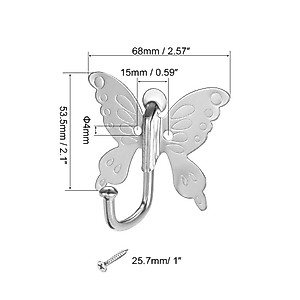 haowei Butterfly Hook Coat Hooks for Door, 8 Pack Stainless Steel Robe Hooks for Clothes, Hats, Kitchen, Bathroom - Universal Design for Easy Installation and Organization