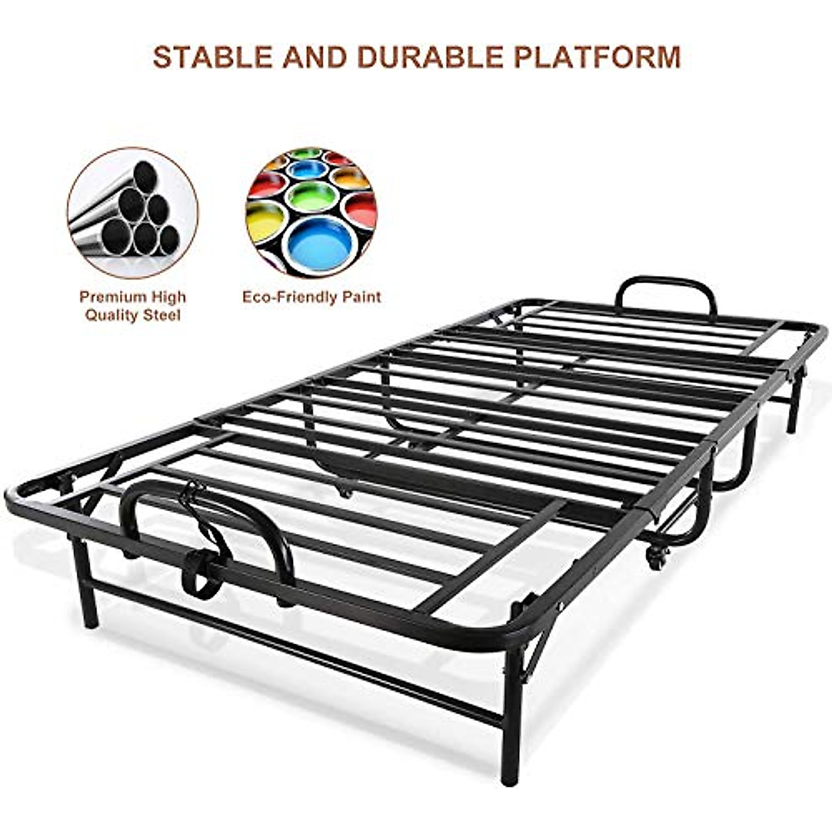 Rollaway Beds with Mattress for Adults Folding Bed Portable Foldable Guest Beds Twin, 5 Minutes to Assemble, 5 inch Memory Foam Mattress, 75x38 Inch