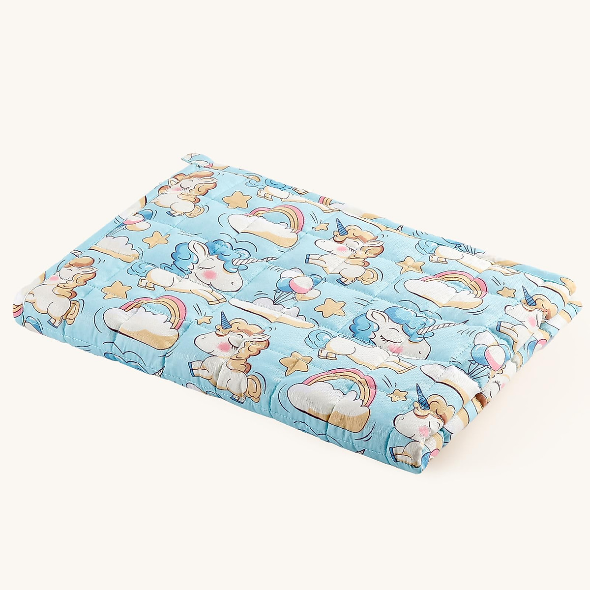 Aimon Kids Weighted Blanket 3lb Light Blue Unicorn, Weighted Throw Blanket, Weighted Comfort Blanket,