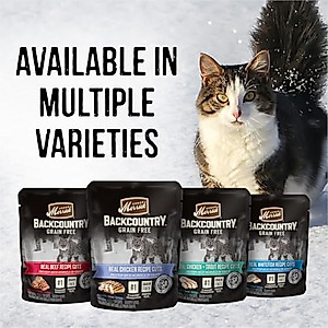 Merrick Backcountry Grain Free Gluten Free Premium Wet Cat Food, Chicken and Trout Recipe Cuts With Gravy - (Pack of 24) 3 oz. Pouches