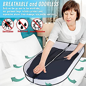 WinFong 50" Garment Bags for Hanging Clothes, Clear Moth Proof Suits Covers with 4" Gussets for Closet Storage and Travel Hanging Clothes Bag for Coat, Sweater, Jacket, Dress, Shirts, 3 Pack