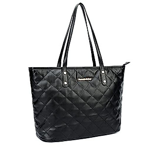 Montana West Quilted Handbag for Women Vegan Leather Tote Purse Shoulder Bag Large Fashion Satchel Hobo Purse MWC-084BK