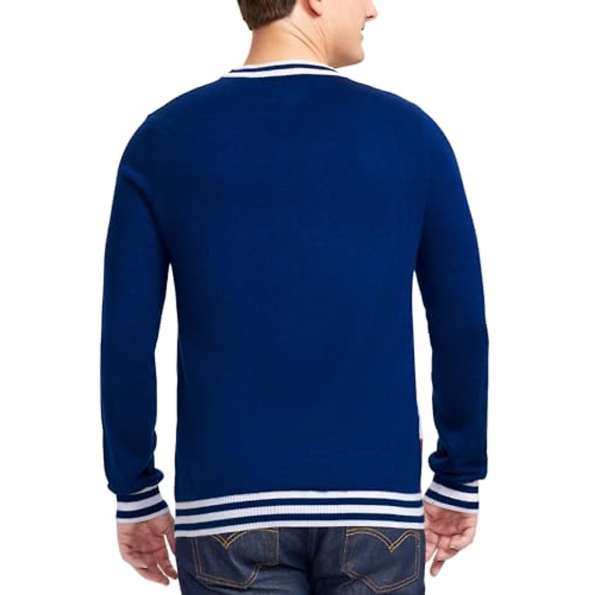 Tipsy Elves Men's Blue Santa Log on The Fire Ugly Christmas Sweater Size Small