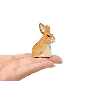 Selsela Brown Rabbit Handmade Wood Figurine Carved Bunny Sculpture Home Decor Miniature Animal Art Garden Statue Collectible