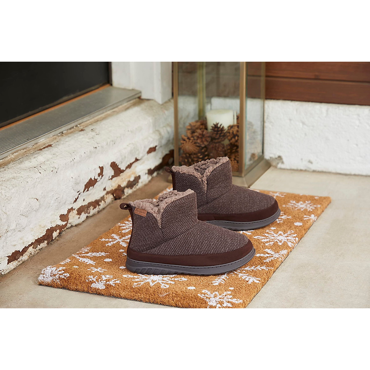 Dearfoams mens James Woven Boot Slipper, Coffee, X-Large US