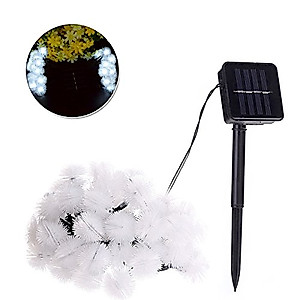 LEDMOMO LED Solar String Lights Fuzzy Ball Light Outdoor Waterproof Fairy Lights for Christmas Wedding Party Home Bedroom Garden Decoration 6.35M (Pure White)