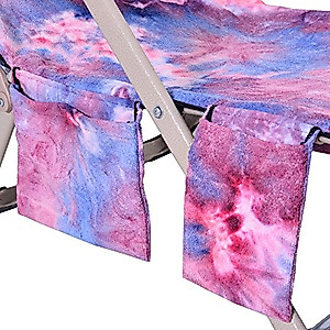 Beach Chair Cover, Microfiber Chaise Lounge Towel Cover with Storage Pockets for Pool Sun Lounger Hotel Garden Purple Tie-Dye