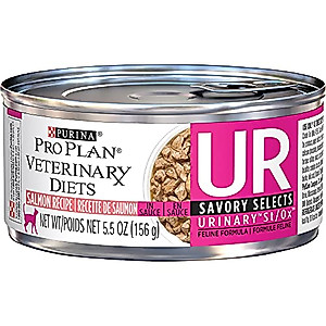 Purina Pro Plan Veterinary Diets UR Urinary St/Ox Savory Selects Feline Formula Salmon Recipe Wet Cat Food, 5.5 oz., Case of 24, 24 X 5.5 OZ