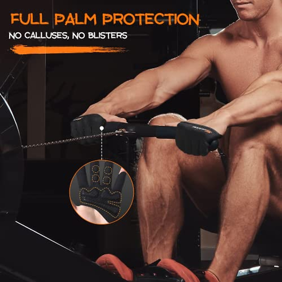 SueStar Partial Weight Lifting Gloves, 3/4 Finger Workout Gloves for Men Women, Full Palm Protection & Silicone Grip Gym Gloves for Weightlifting Exercise Fitness Smartwatch Friendly (Black, Small)