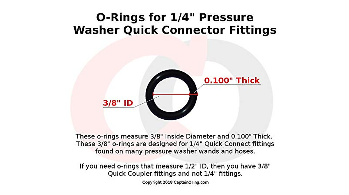 Captain O-Ring Power Pressure Washer O-Rings - High Temp Seal, 10 Pack