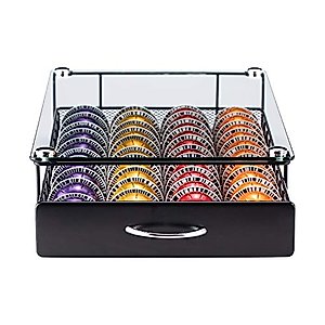 Rice rat Vertuo Capsule Holder Drawer for Nespresso With Glass For Cabinet Vertuoline Pod Storage Rack For Counter (Class-40 Pods（With handle）)