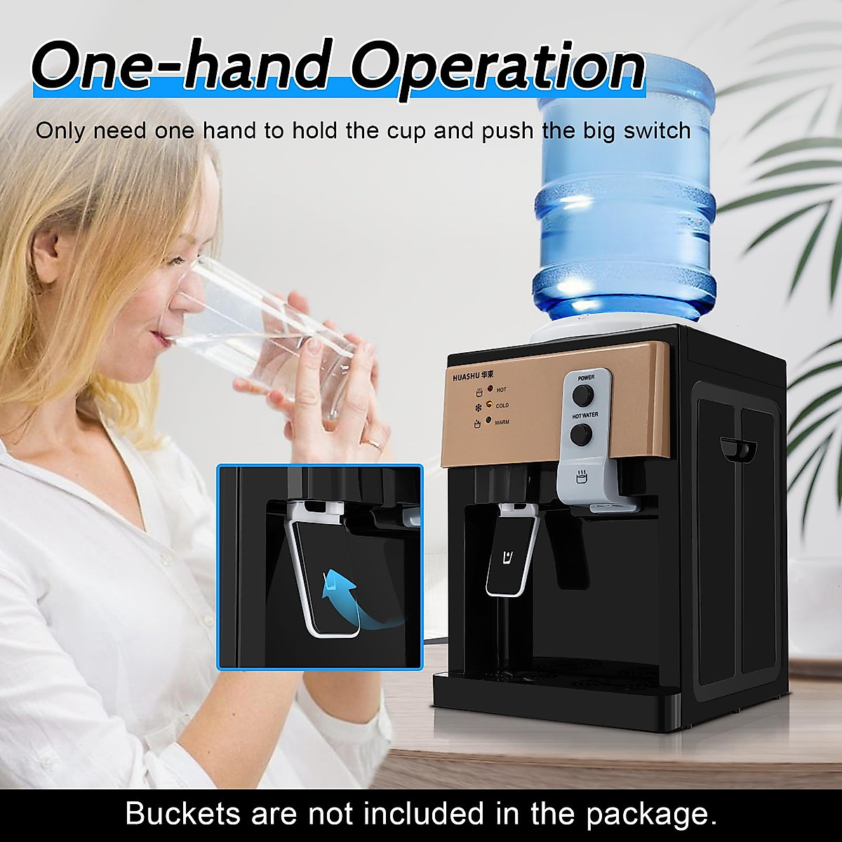Top Loading Water Cooler Dispenser, 5 Gallon Water Dispenser w/ 3 Temperature Setting, Hot & Cold Water Dispenser for Home, Office & Dormitory (Gold)