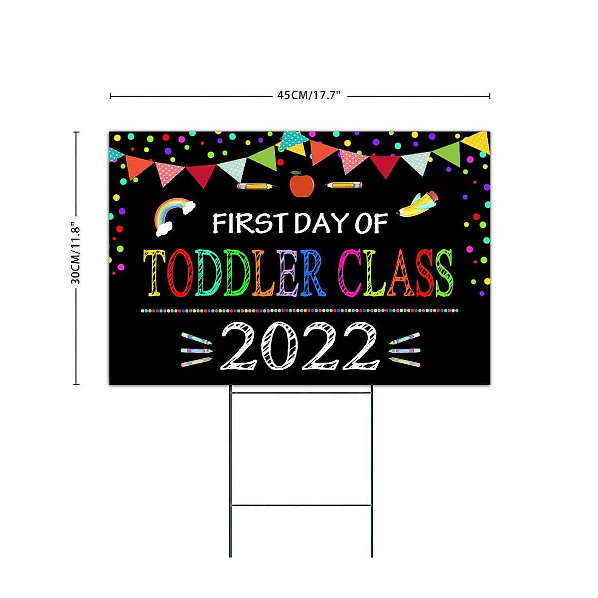 First And Last Day of School Yard Lawn Sign 12x18 Inch 1st Day School Photo Prop Double Sided Yard Sign for Rent House Party Decorations Props