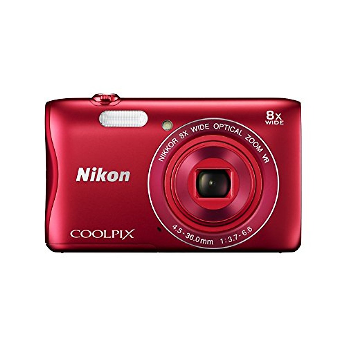Nikon COOLPIX S3700 Digital Camera with 8x Optical Zoom and Built-In Wi-Fi (Red)