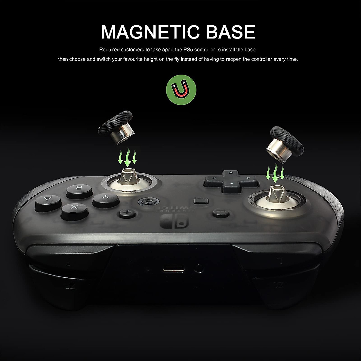 AQIDAP Controller Metal Thumbsticks Replacement for Nintendo Switch Pro Controller 8 in 1 Swap Magnetic Analog Thumb Sticks Set Joystick Parts Repair Accessories Kit