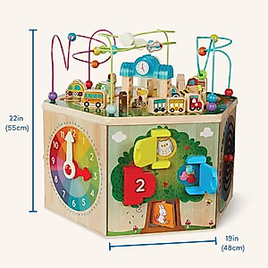 Battat – Wooden Activity Cube – City-Themed Activity Center – Educational Toys- Wooden Toys For Toddlers And Kids- 1 year +
