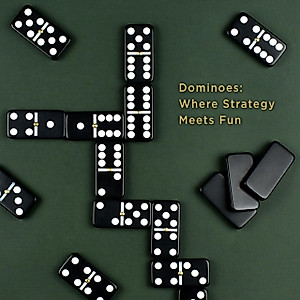 Dominos Set for Adults and Kids - Dominoes - Domino Classic Board Games, Christmas Games – Double Six Standard Dominos Set 28 Tiles with Black Leather Case - Juegos de Mesa (Black Leather Case)